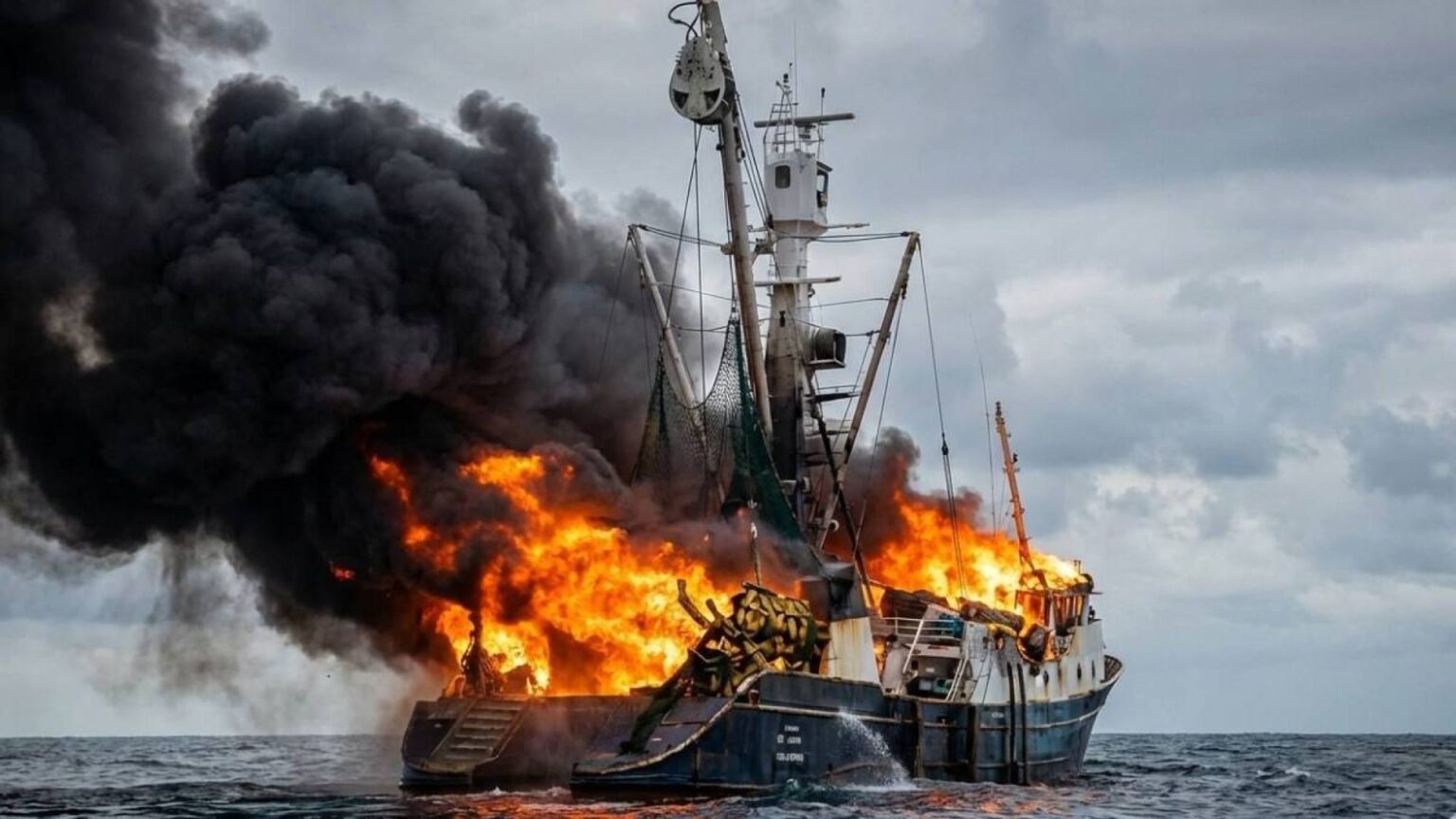 ¡Alarma en altamar! Buque pesquero venezolano arde cerca de las Islas ...